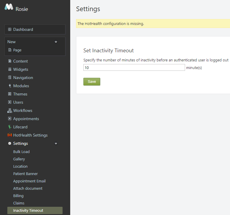 Inactivity Timeout – Global Health